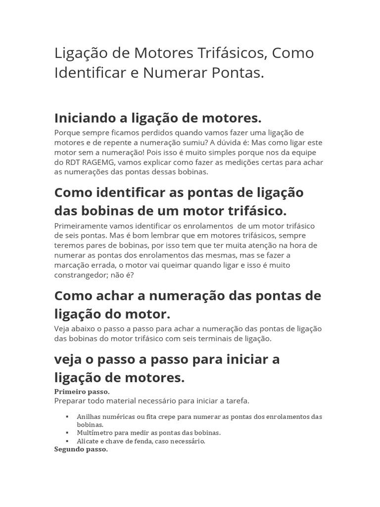 Como Identificar Pontas de Motores Trifásicos | PDF | Tecnologia e ...