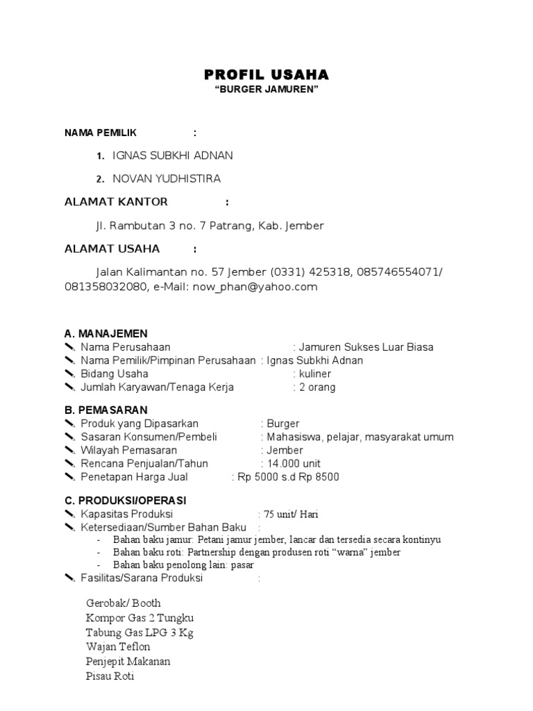 Profil Usaha | PDF