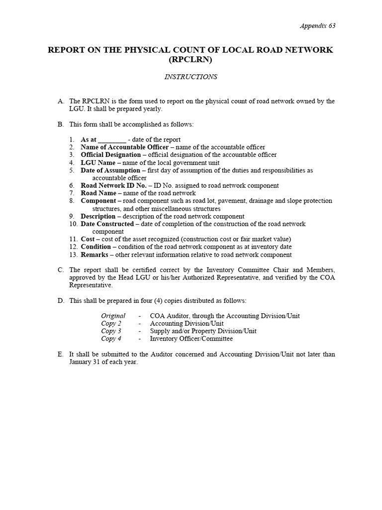 LGU Road Network Physical Count Report | PDF | Technology & Engineering