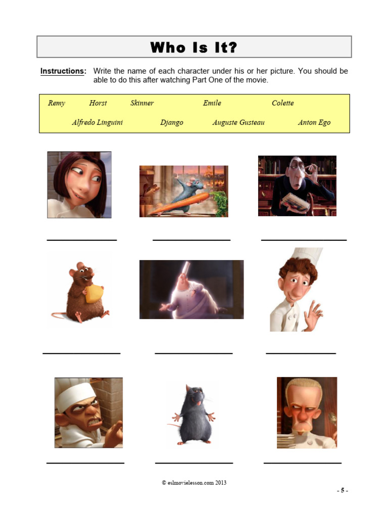 ESL Movie Lesson: Ratatouille | PDF