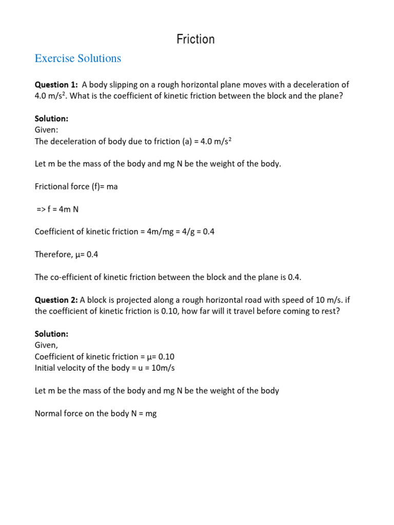 HCV Friction | PDF | Force | Friction