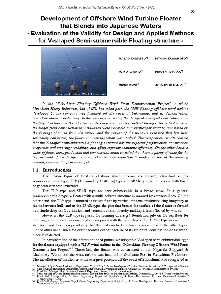 Development of Offshore Wind Turbine Floater That Blends Into Japanese Waters | PDF | Wind ...