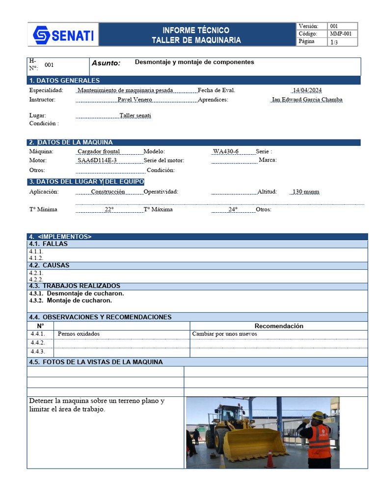 Formato de Informe Tecnico-1 | Descargar gratis PDF | Vehículos