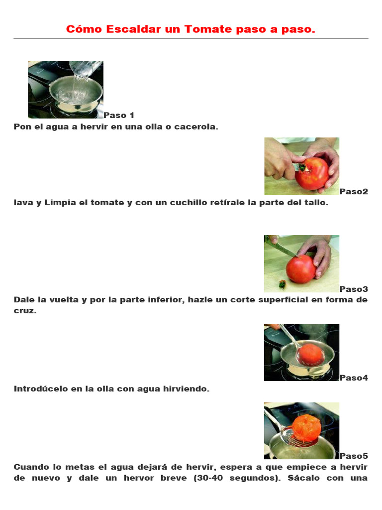 Cómo Escaldar Un Tomate Paso A Paso | PDF