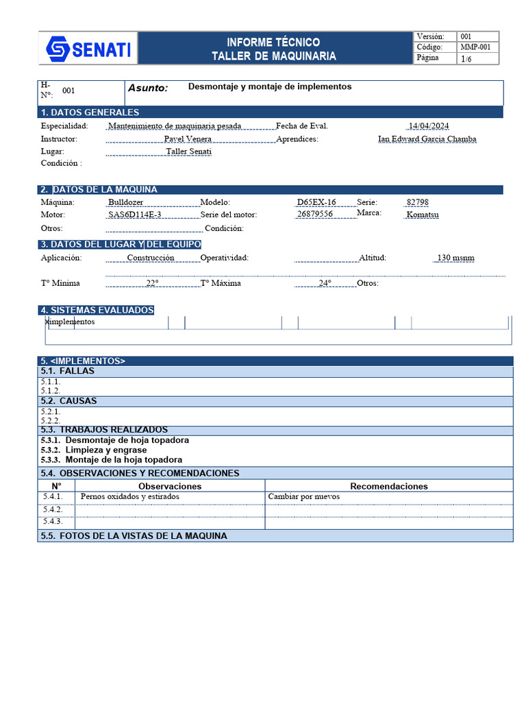 Formato de Informe Tecnico-2 | PDF | Máquinas