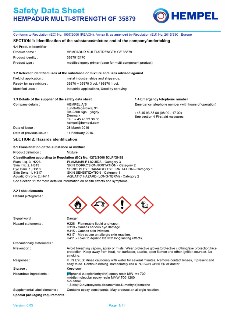 Hempadur Multi-Strength GF 35870 | Download Free PDF | Occupational ...