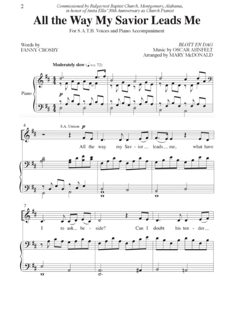 All The Way My Savior Leads Me | PDF