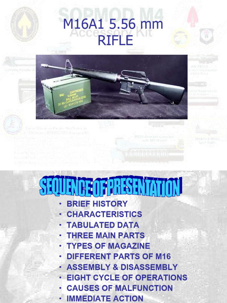 M 16A1 Lecture 1 | PDF | Magazine (Firearms) | Rifle