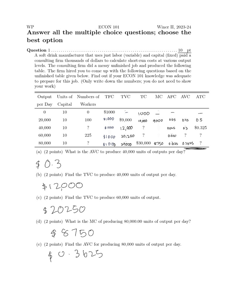 ECONOMICS (MICRO) Worksheet PROBLEM | PDF | Economics | Economies