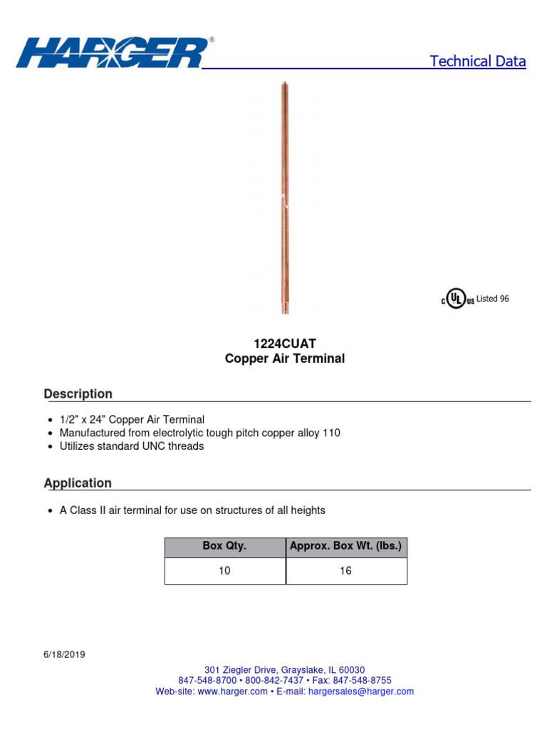 1224CUAT - TDS - 061819 Harger Air Terminal | PDF