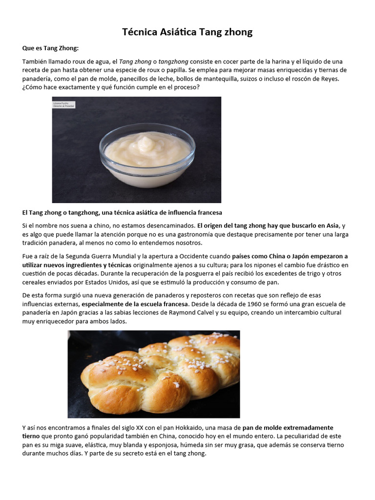 Técnica Tang Zhong para Panes Tiernos | PDF | Panes | Almidón