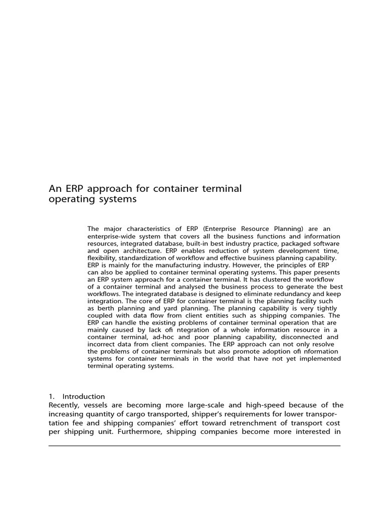 ERP for Container Terminal Systems | PDF | Enterprise Resource Planning ...