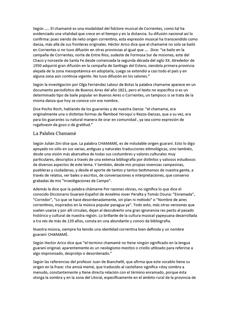 Chamamé: Orígenes y Difusión Cultural | PDF | Arte