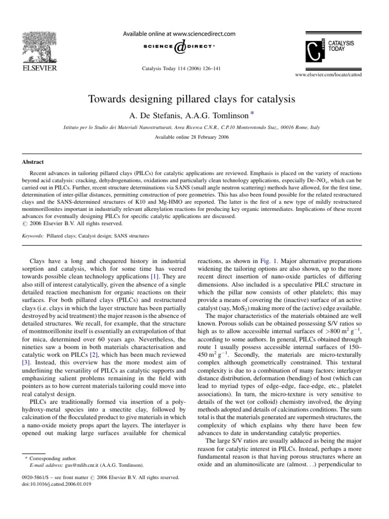 Towards Designing Pillared Clays For Catalysis | PDF | Catalysis ...