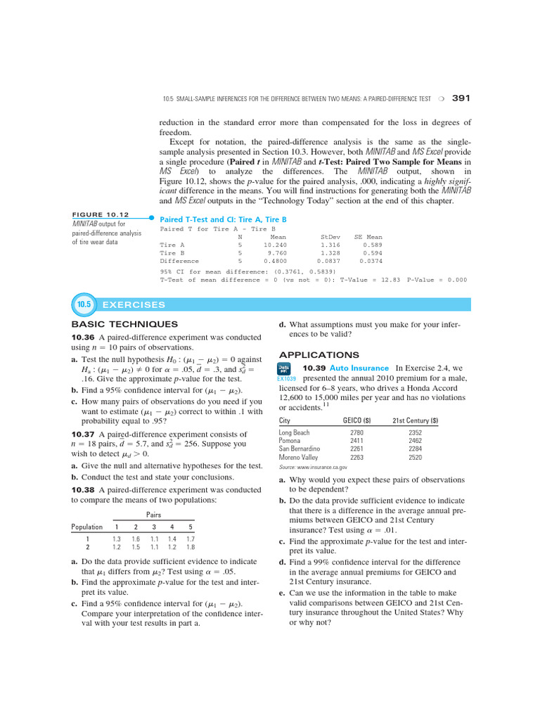 Exercises: MINITAB Output For | PDF | Estimator | Variance