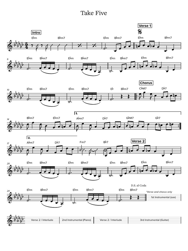 Take Five | PDF | Song Structure | Musicology