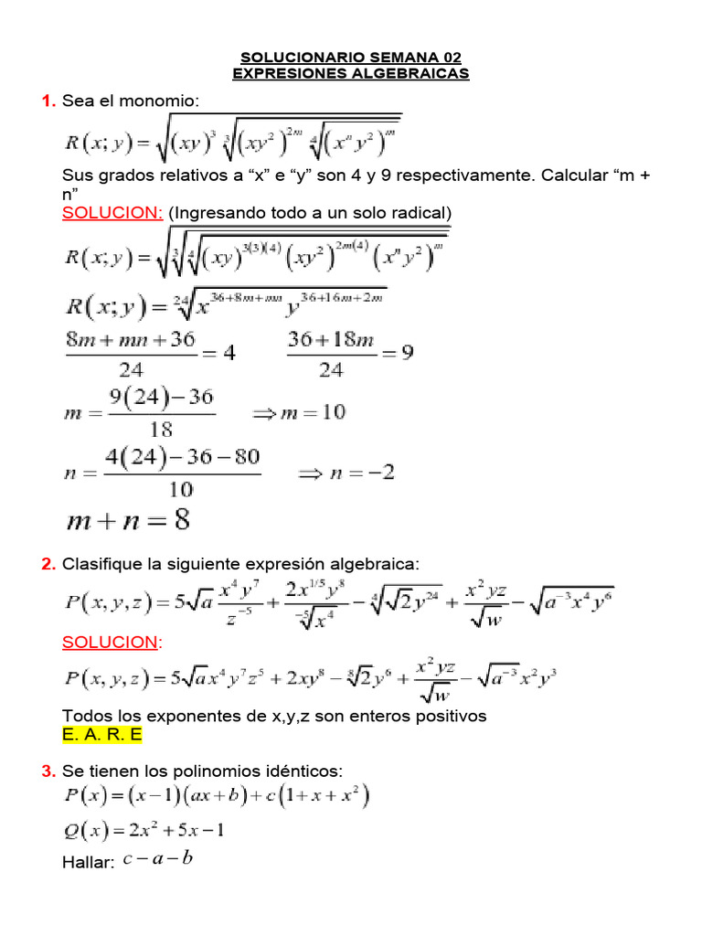 Algebra - S02 - Expresiones Algebraicas - Regular - 2023 - 1 - Solucion ...