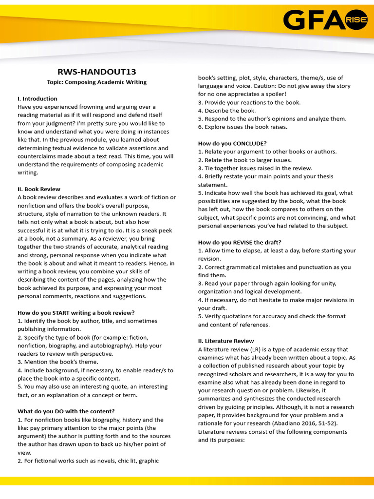 RWS-Handout 13 | PDF | Attachment Theory | Books