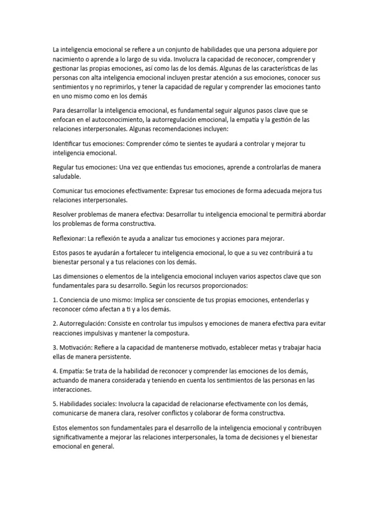 La Inteligencia Emocional Se Refiere A Un Conjunto De Habilidades Que 6723