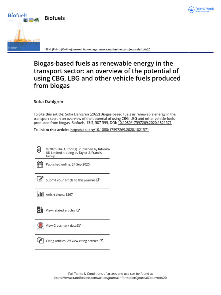 Biogas-Based Fuels As Renewable Energy in The Transport Sector An ...