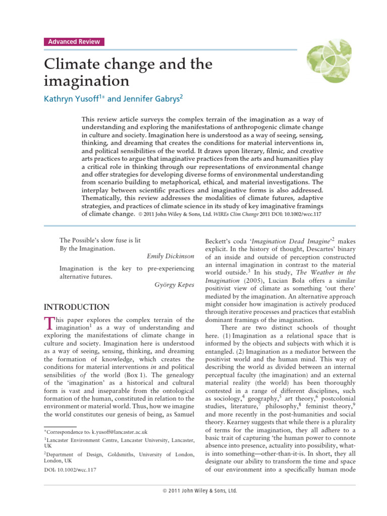 Climate_change_and_the_imagination | PDF | Science | Risk