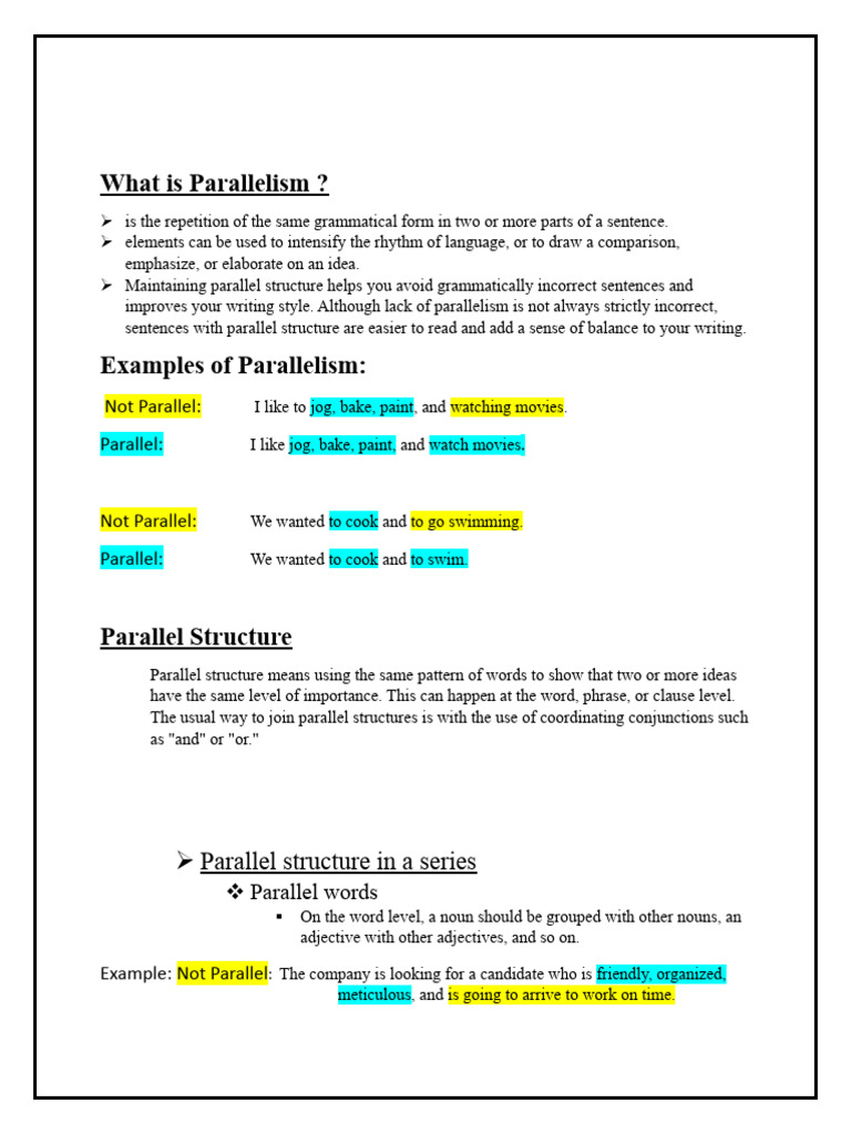 Whatn Is Parallelism | PDF | Verb | Phrase