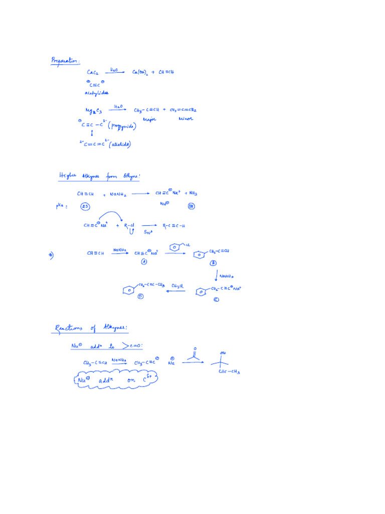 Alkynes Notes | PDF | Alkene | Organic Chemistry