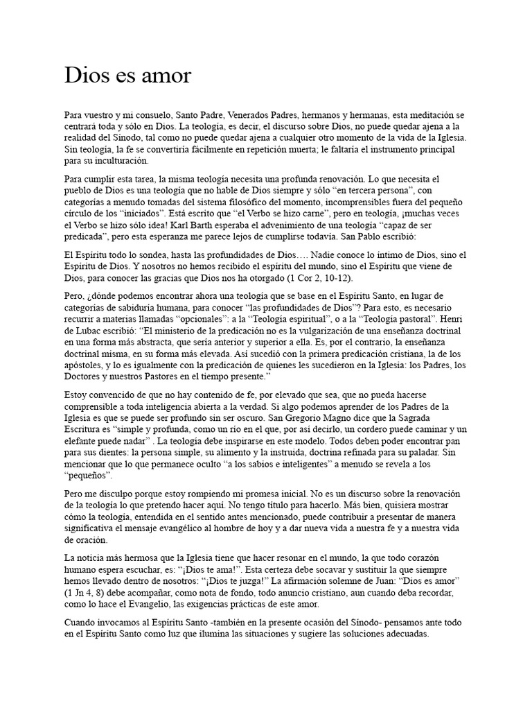 Dios Es Amor | PDF | Amor | Trinidad