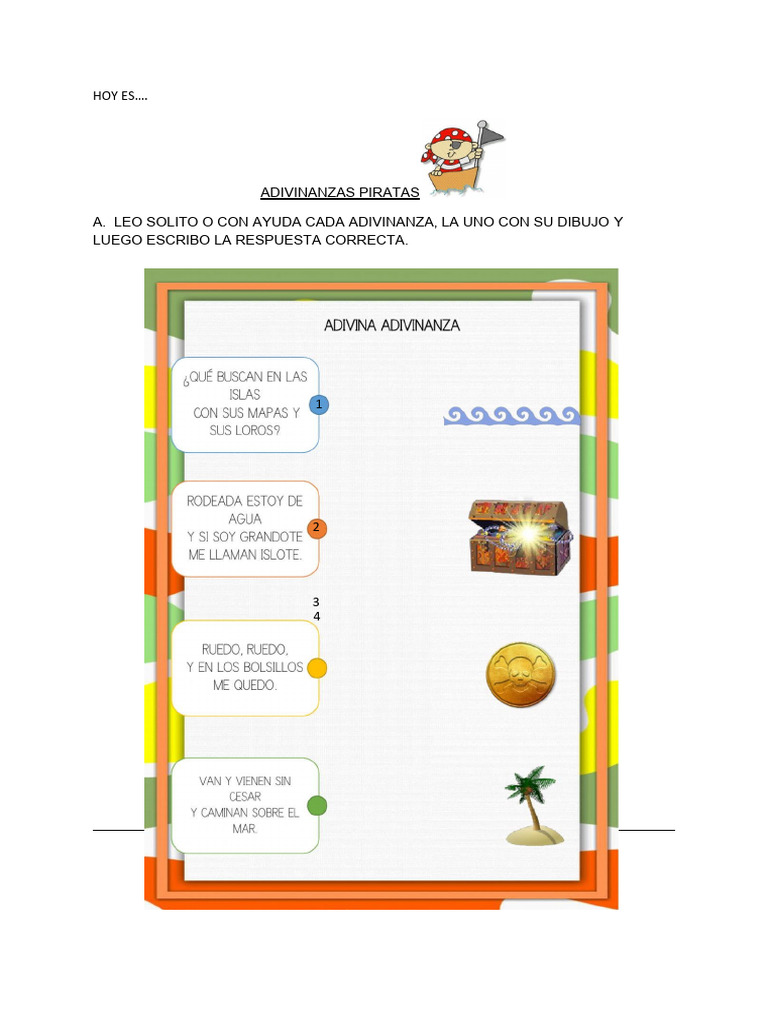 Adivinanzas Piratas - PDL | PDF | Estudios de idiomas extranjeros ...
