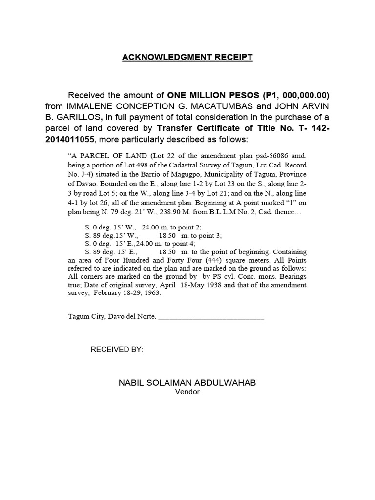 Acknowledgment Receipt - Elmido | PDF | Science & Mathematics