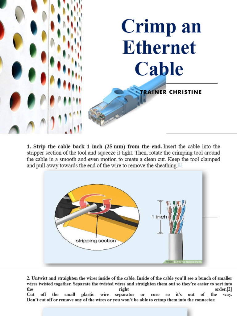 Step-by-Step RJ45 Crimping Guide | PDF | Electrical Connector | Equipment