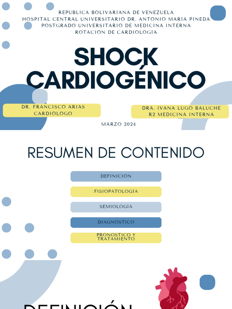 shock cardiogénico | PDF | Choque (circulatorio) | Enfermedades ...