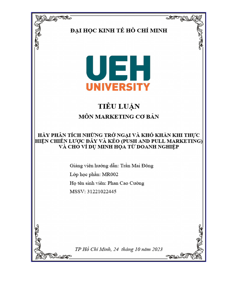 PhanCaoCuong MAR - UEH | PDF