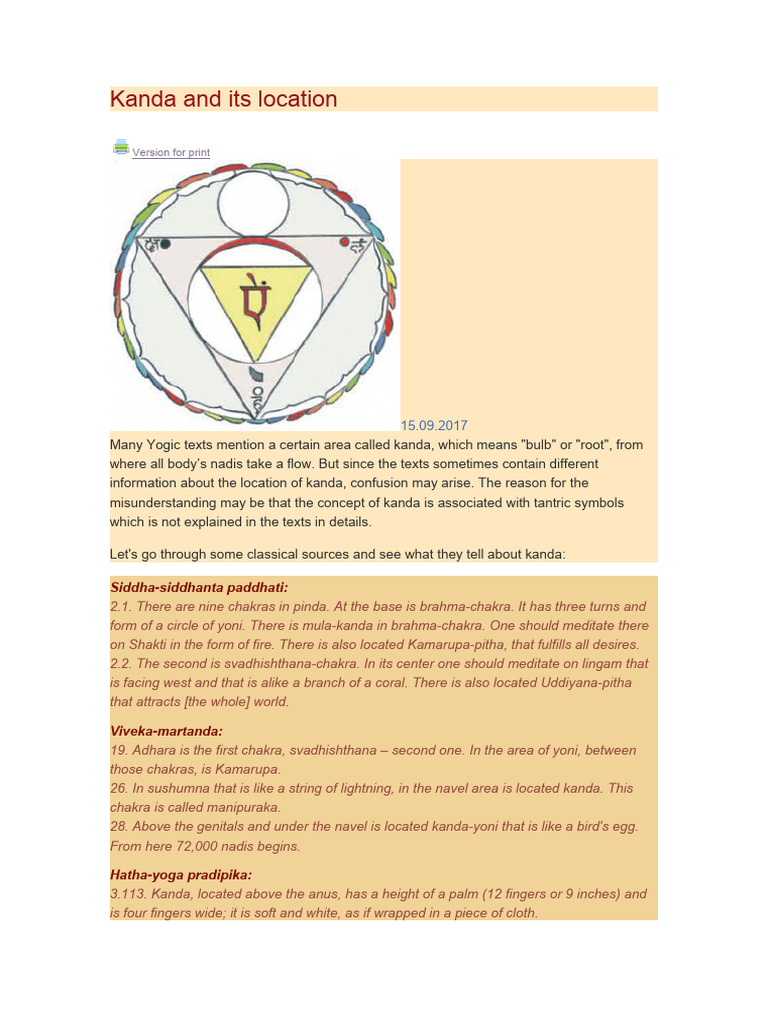 Kanda and Its Location | PDF | Kundalini | Tantra