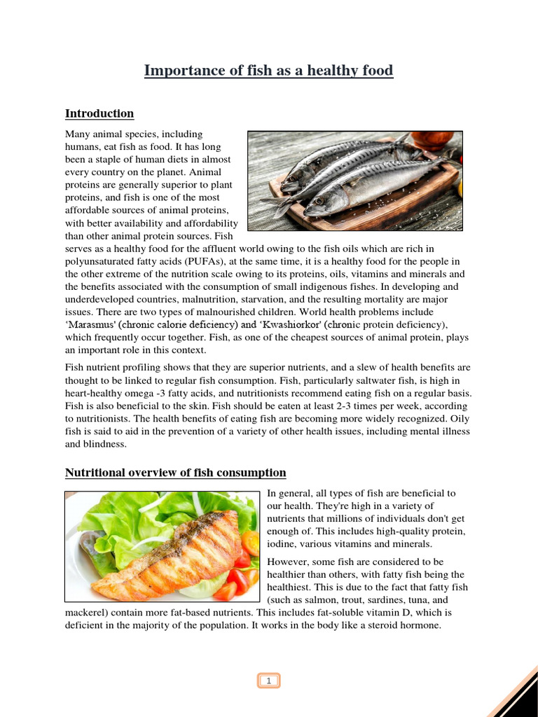 Importance of fish as a healthy food (Assignment 01) | PDF | Omega 3 ...