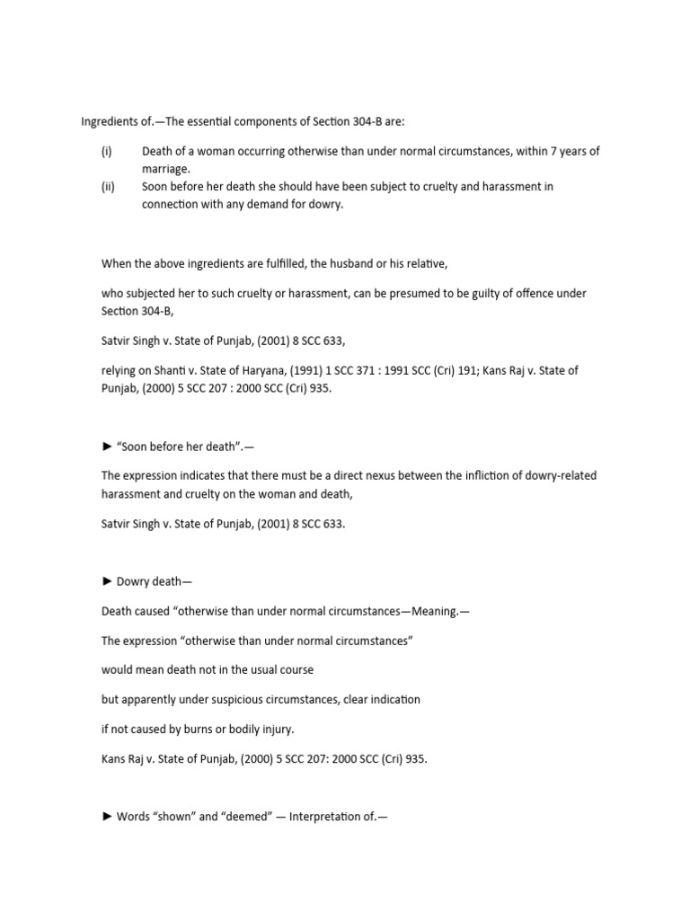 Understanding Section 304-B: Dowry Deaths | PDF | Burden Of Proof (Law ...