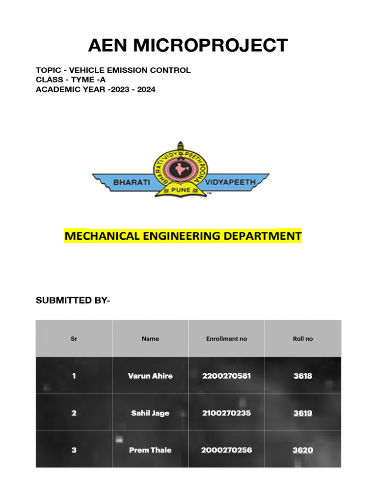 Aen Microproject | PDF | Exhaust Gas | Combustion