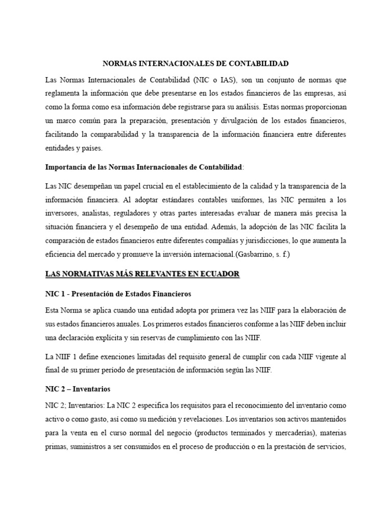 Normas Internacionales de Contabilidad | PDF | normas internacionales de INFORMACION FINANCIERA ...