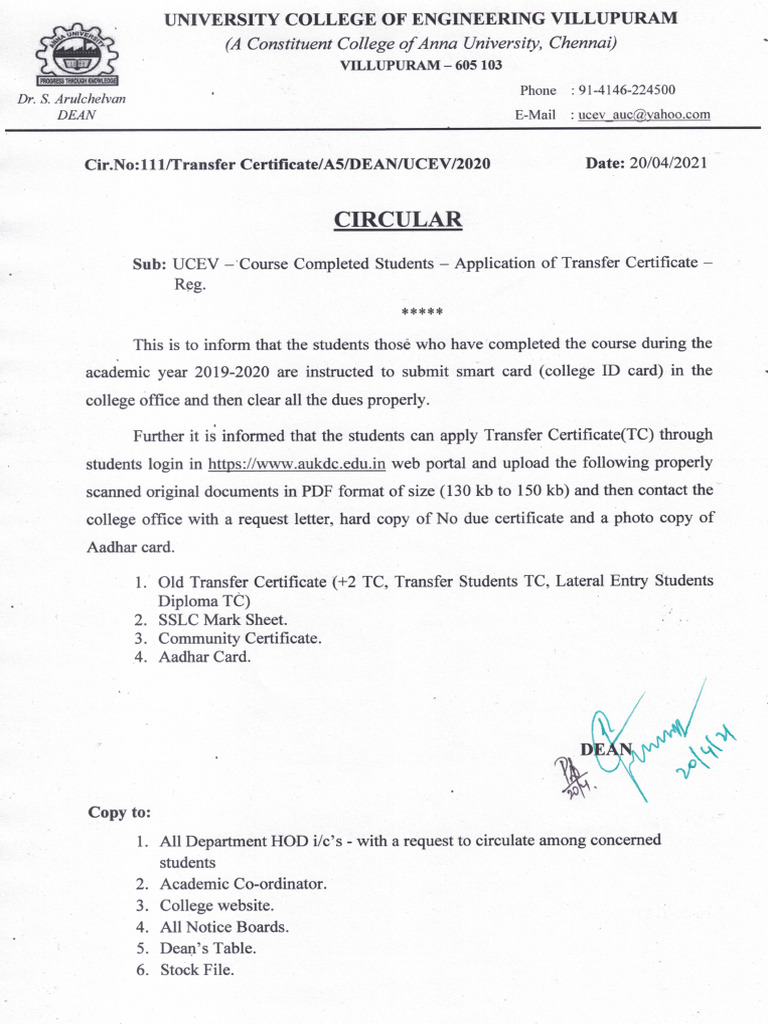 Circular TC Apply 2021 | PDF