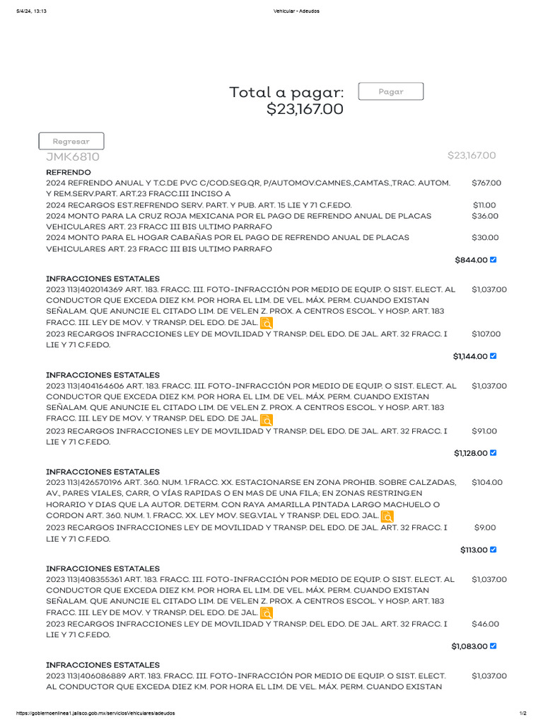 Vehicular - Adeudos | PDF