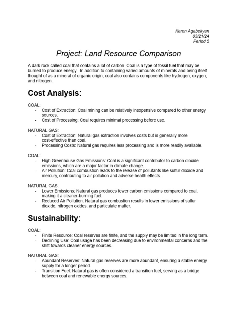 Project - Land Rescource Comparison | PDF