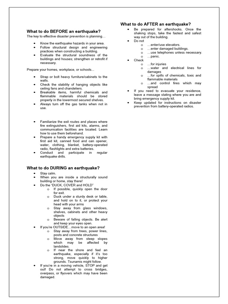 6 Before During and After Earthquake | PDF | Earthquakes | Disasters