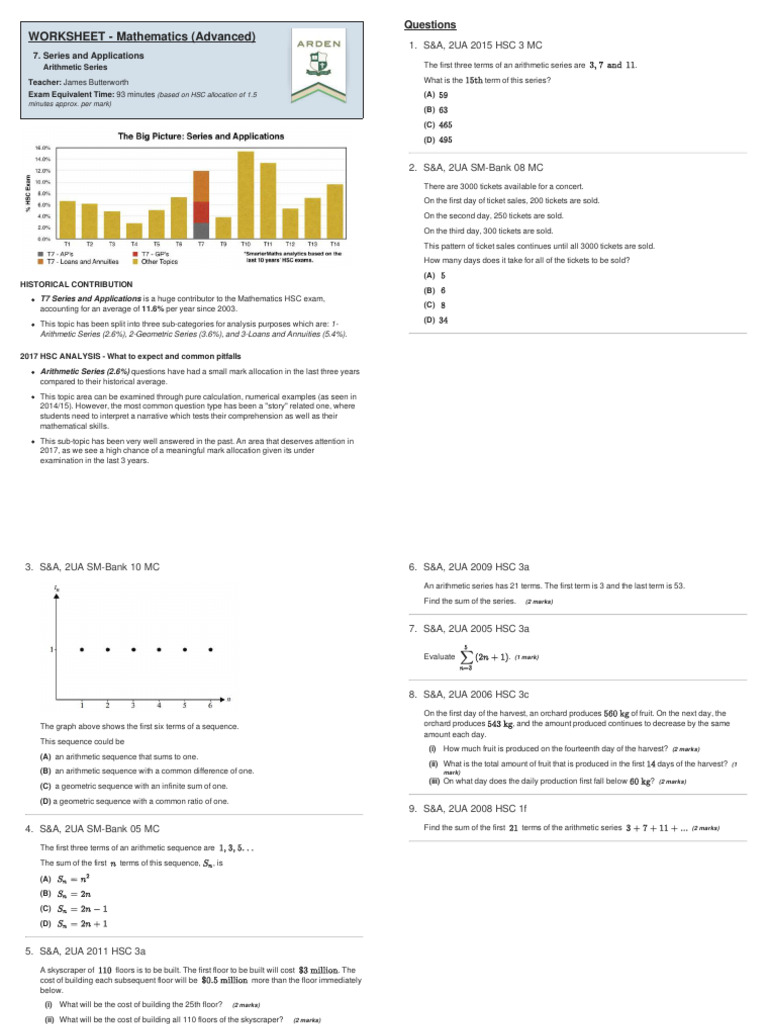 HSC Mathematics: Series & Annuities Guide | PDF | Arithmetic | Sequence