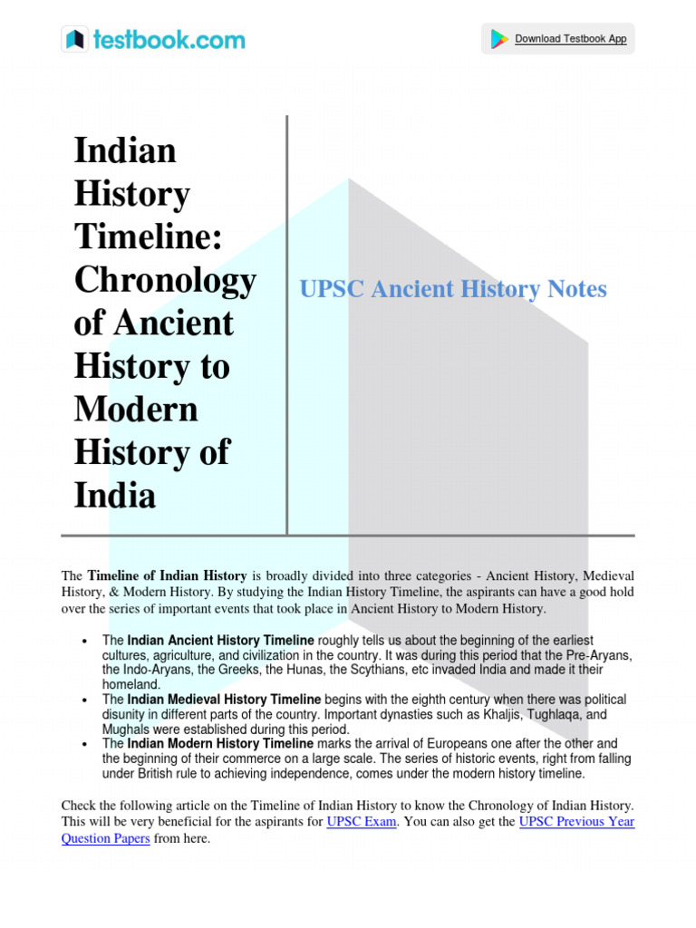 Indian History Timeline Overview | PDF | Partition Of India | British India