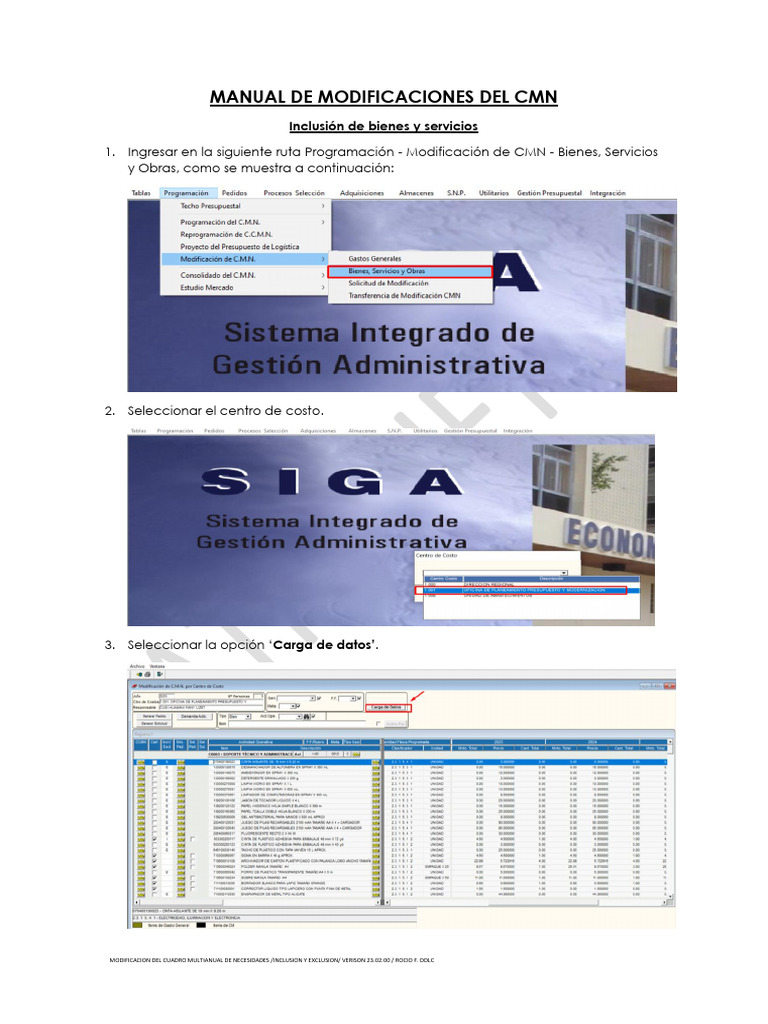 Manual - Procedimiento - Moficiaciones - Inclusion Al CMN | PDF ...