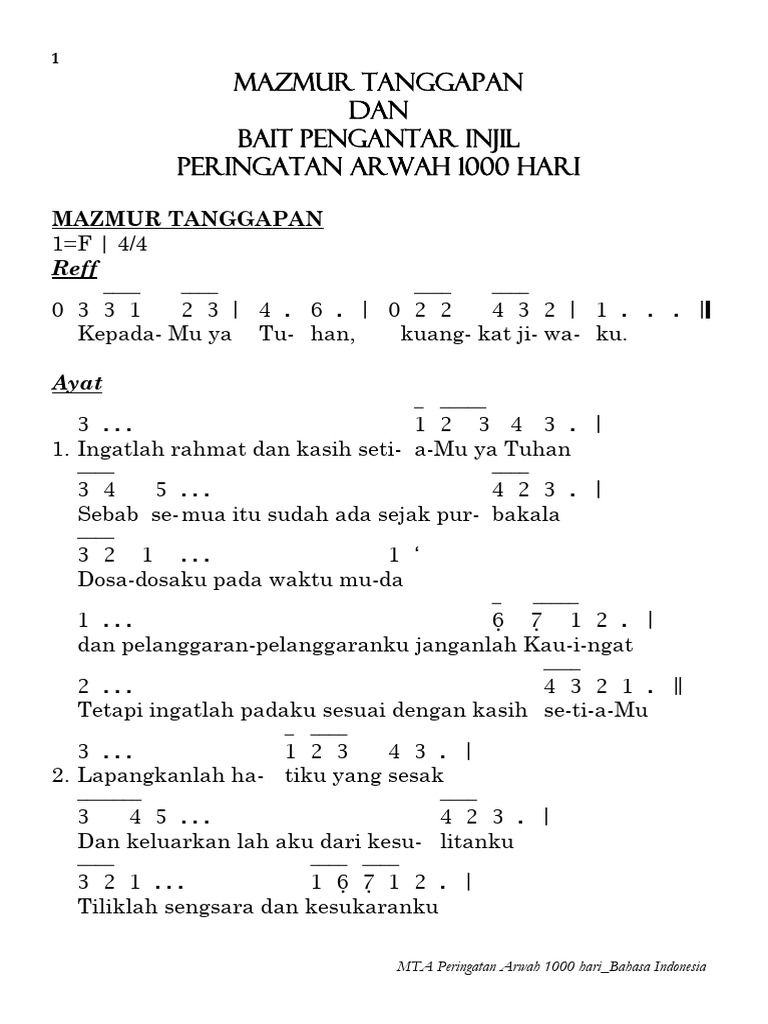 MAZMUR TANGGAPAN DAN BAIT PENGANTAR INJIL 1000 Hari - Req Lik Gup | PDF MAZMUR TANGGAPAN DAN BAIT PENGANTAR INJIL 1000 Hari - Req Lik Gup | PDF