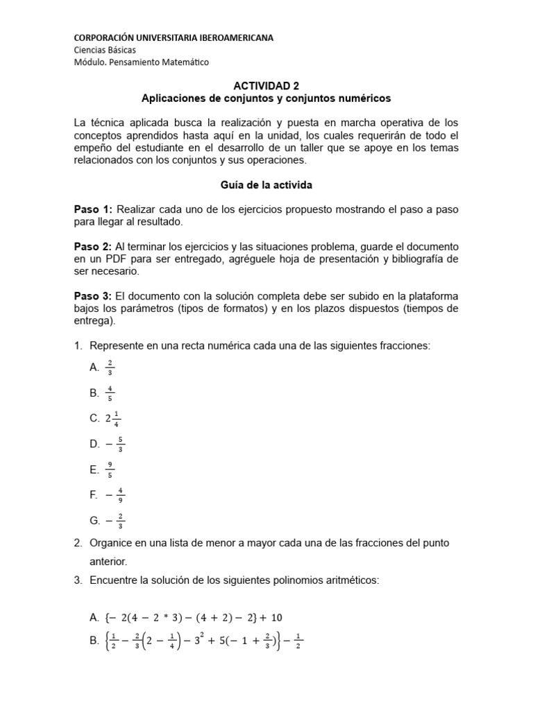 Actividad de Pensamiento Matemático 5 | PDF | Matemáticas