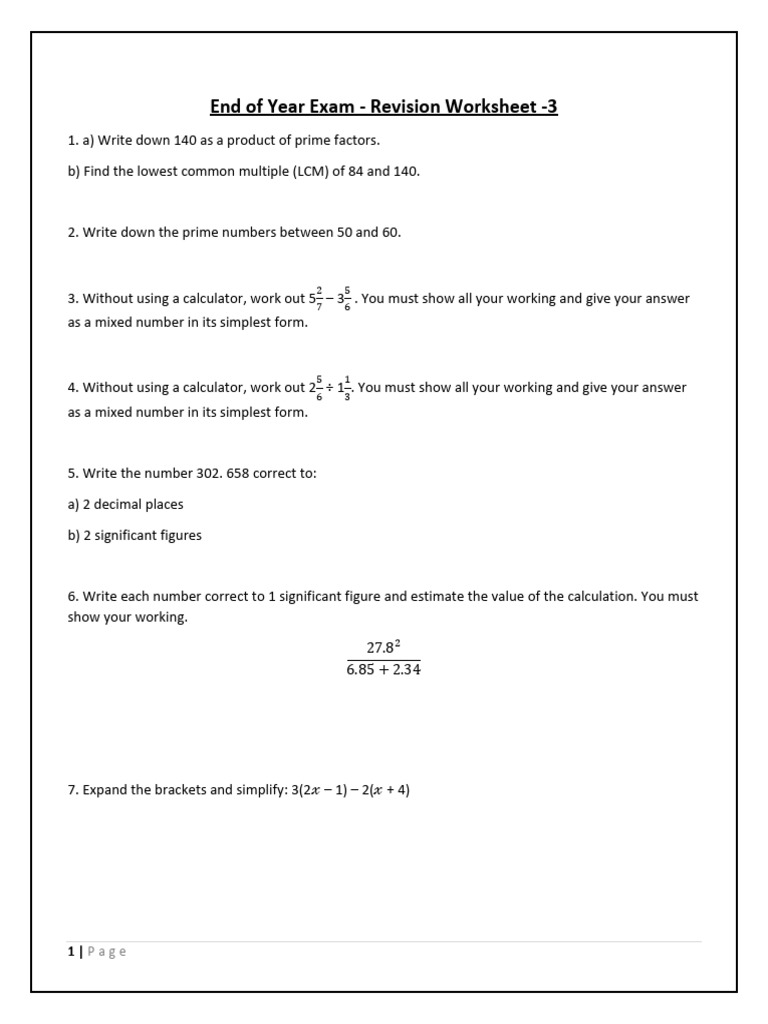 Year 9 Revision End of Year 2 | PDF | Significant Figures | Equations