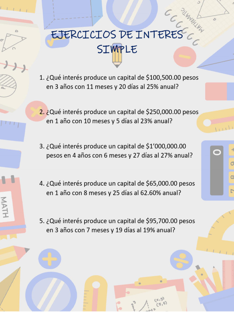 Ejercicios de Interes Simple | PDF