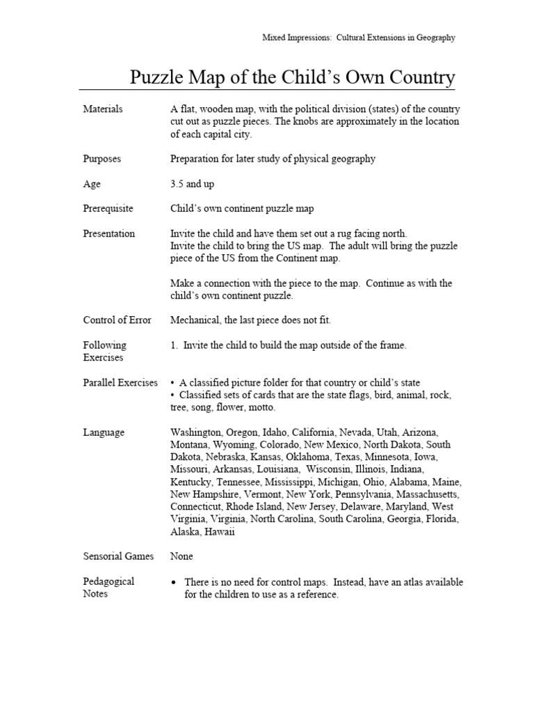 Puzzle Map of The Childs Own Country MC | PDF